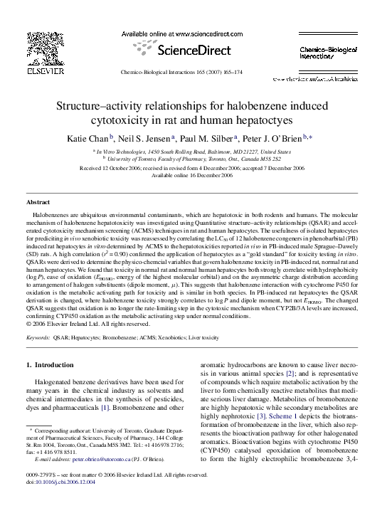 (PDF) Structure–activity relationships for halobenzene induced ...