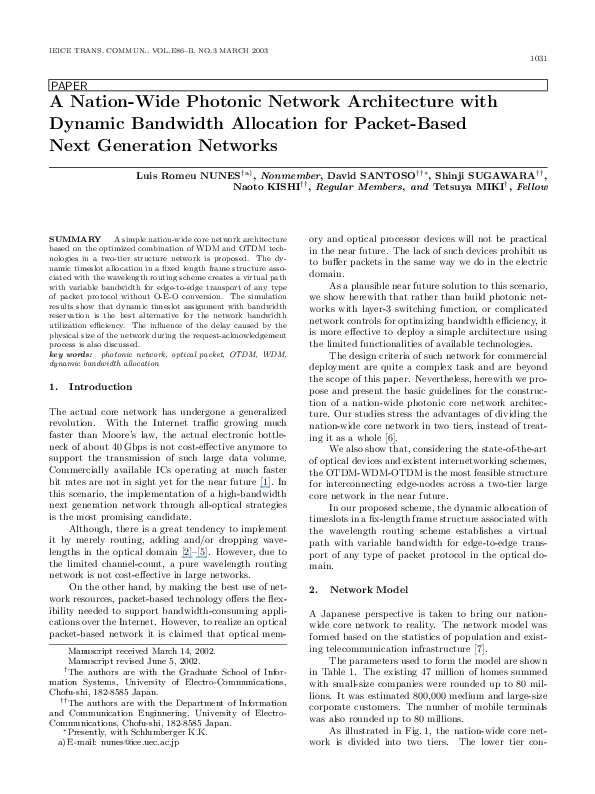 (PDF) A nation-wide photonic network architecture with dynamic ...