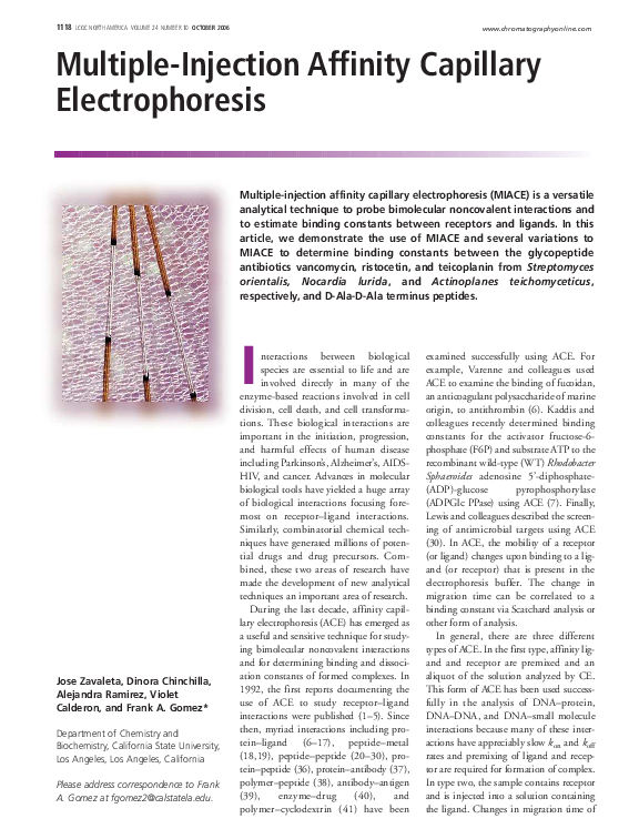 Pdf Multiple Injection Affinity Capillary Electrophoresis To Estimate