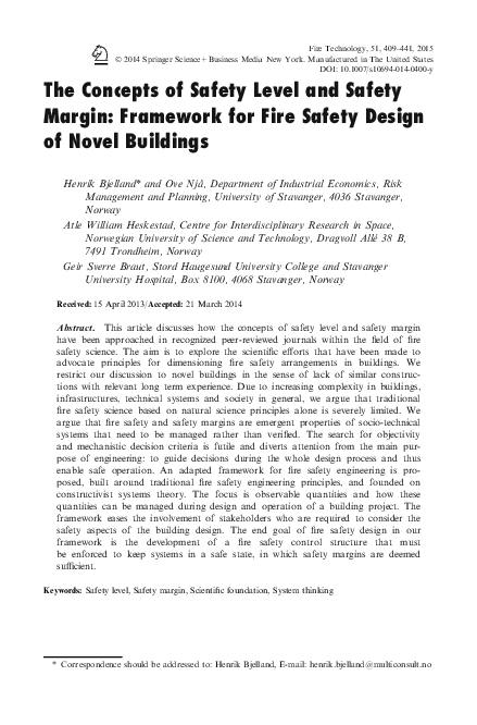 (PDF) The Concepts of Safety Level and Safety Margin: Framework for ...