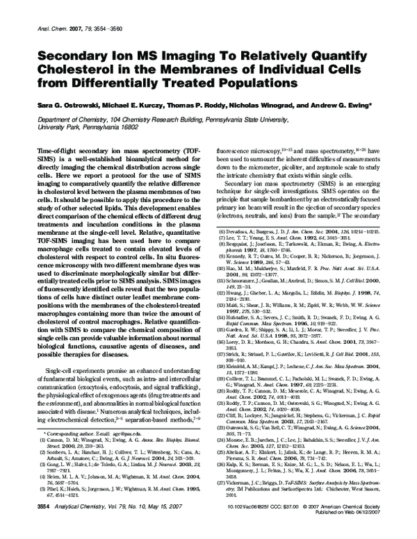 (PDF) Secondary Ion MS Imaging To Relatively Quantify Cholesterol in ...