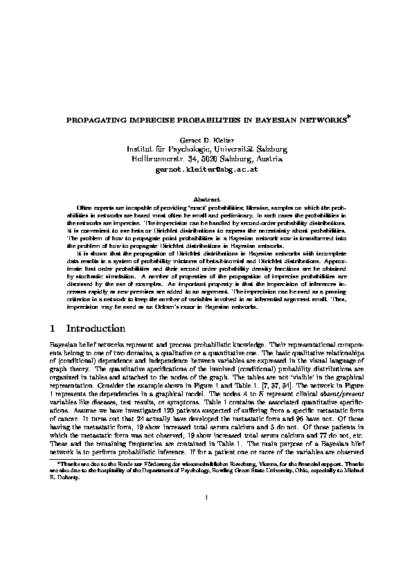 (PDF) Propagating imprecise probabilities in Bayesian networks