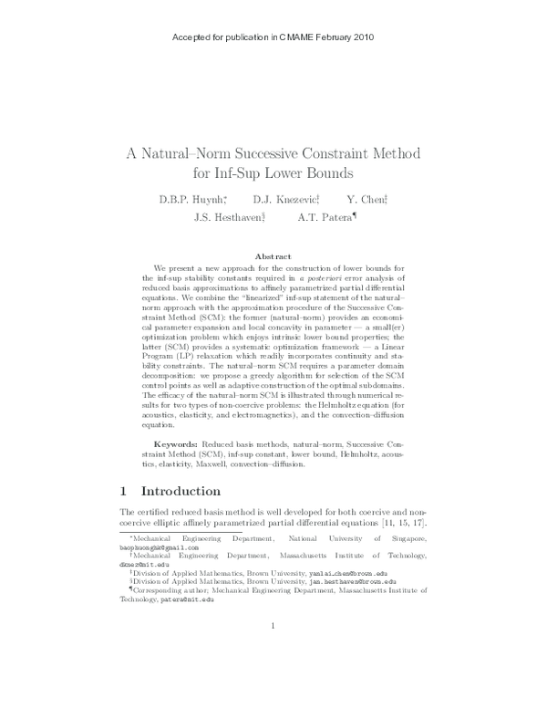 (PDF) A natural-norm Successive Constraint Method for inf-sup lower bounds