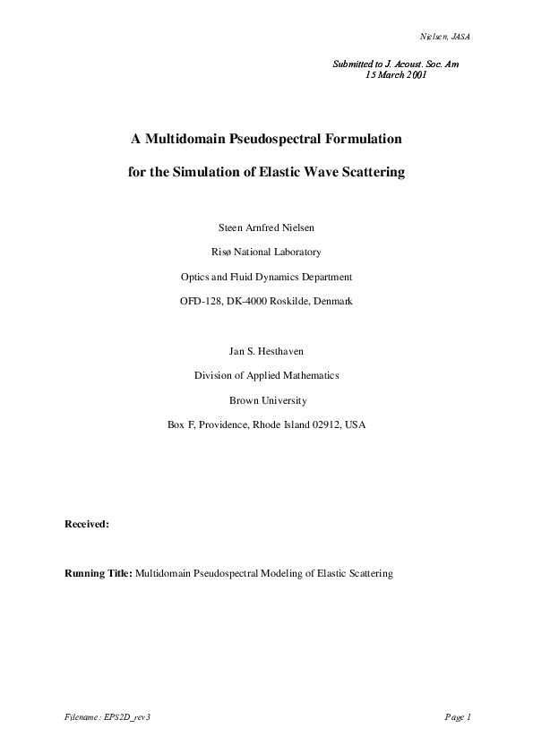 (PDF) A Multidomain Pseudospectral Formulation for the Simulation of Elastic Wave Scattering ...