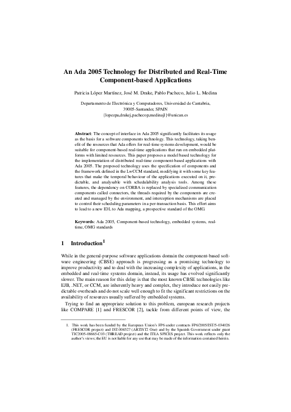 (PDF) An Ada 2005 Technology for Distributed and Real-Time Component-Based Applications