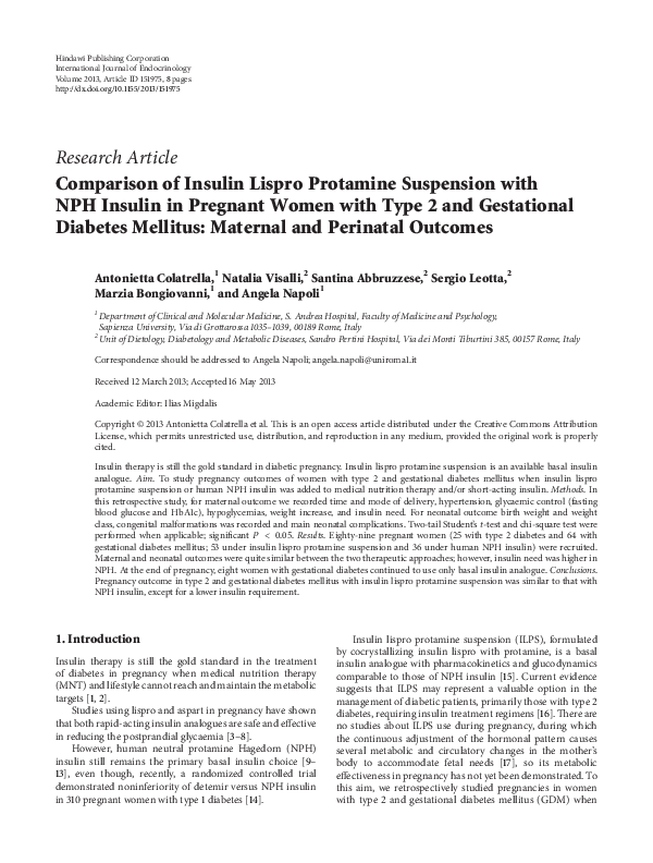(PDF) Comparison of Insulin Lispro Protamine Suspension with NPH ...