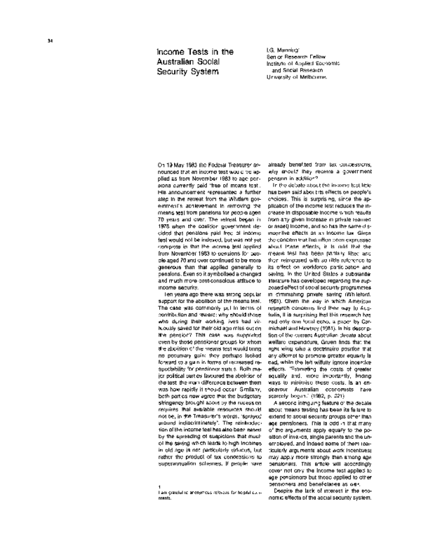 (PDF) Income Tests in the Australian Social Security System