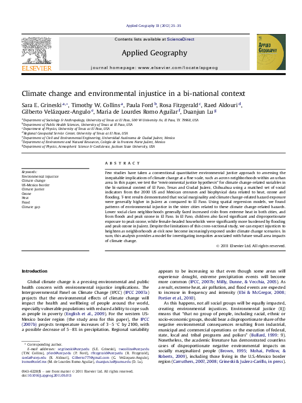 (PDF) Climate change and environmental injustice in a bi-national context