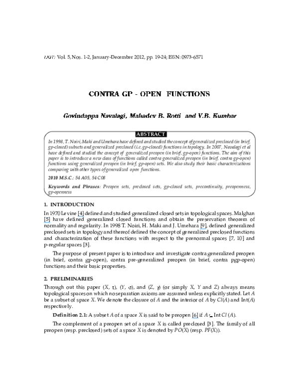 (PDF) Contra gp-open functions