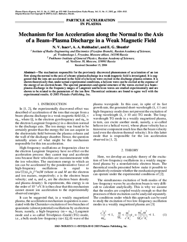 (PDF) Mechanism for ion acceleration along the normal to the axis of a ...