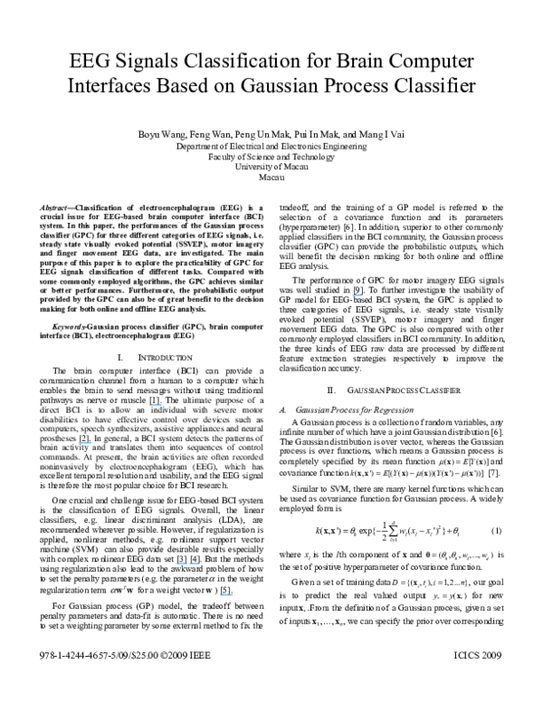 (PDF) EEG signals classification for brain computer interfaces based on Gaussian process ...