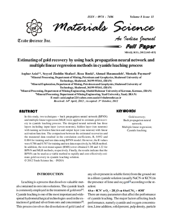 Pdf The Use Of Back Propagation Neural Network And Multiple Linear Regression Methods To