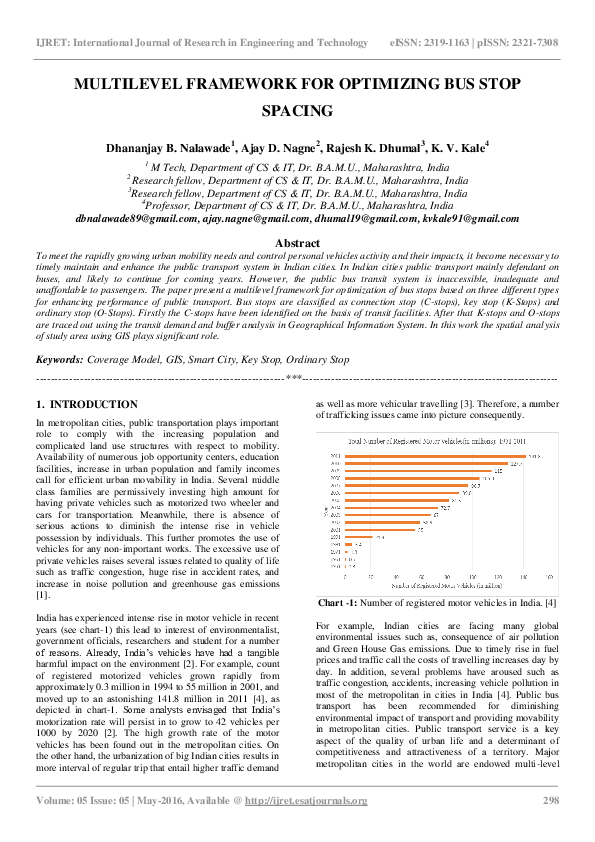 (PDF) MULTILEVEL FRAMEWORK FOR OPTIMIZING BUS STOP SPACING