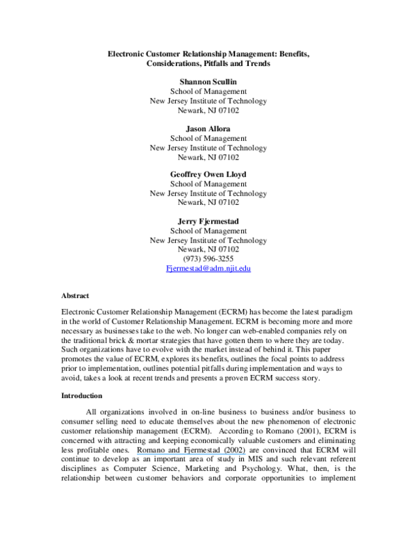 Pdf Electronic Customer Relationship Management Revisiting The
