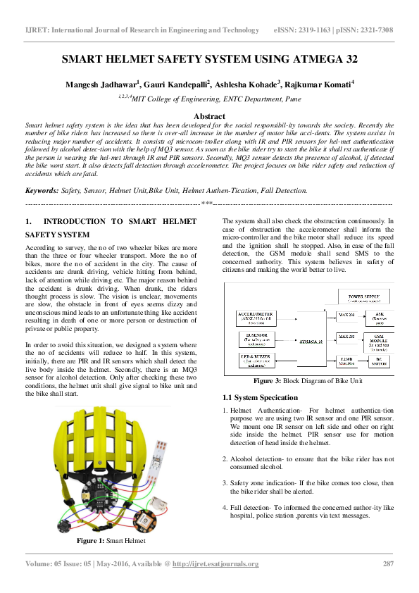 (PDF) SMART HELMET SAFETY SYSTEM USING ATMEGA 32