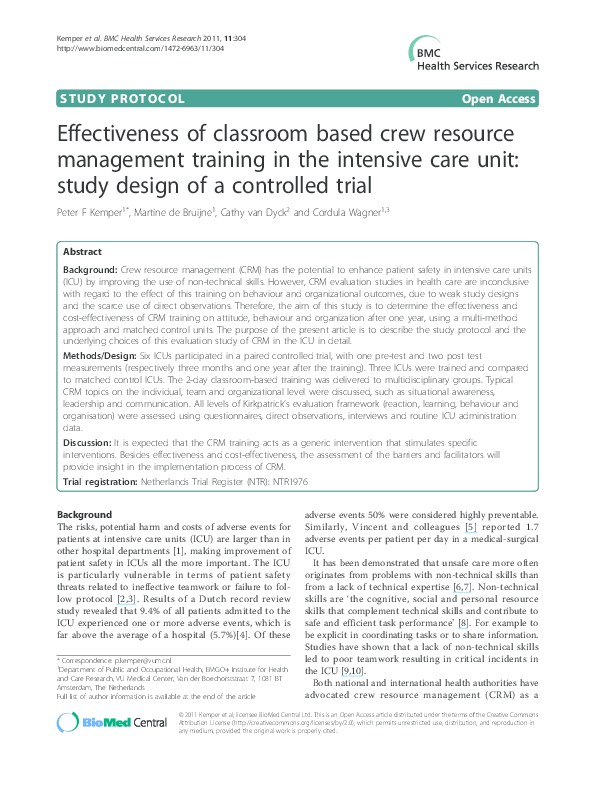 (PDF) Effectiveness of classroom based crew resource management ...