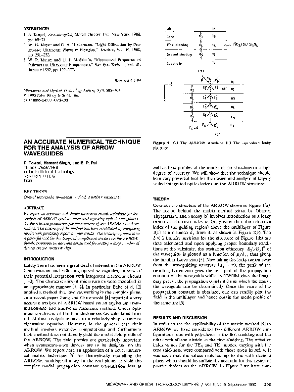 (PDF) An accurate numerical technique for the analysis of arrow waveguides