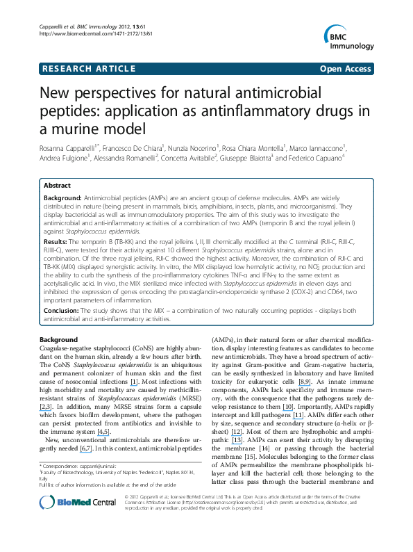 (PDF) New perspectives for natural antimicrobial peptides: application ...