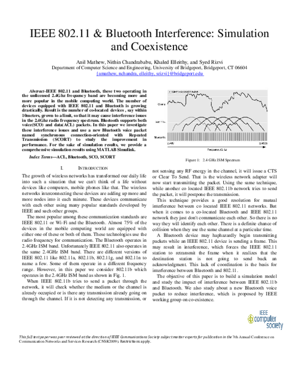 (PDF) IEEE 802.11 & Bluetooth Interference: Simulation and Coexistence