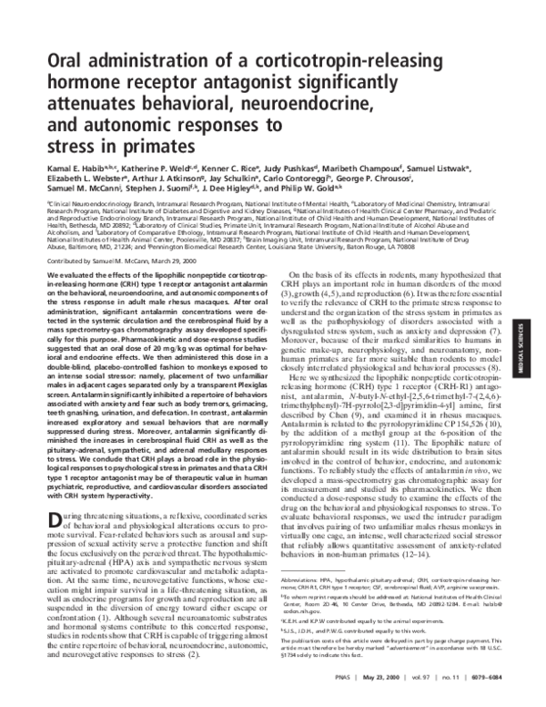 (PDF) Oral administration of a corticotropin-releasing hormone receptor antagonist significantly ...