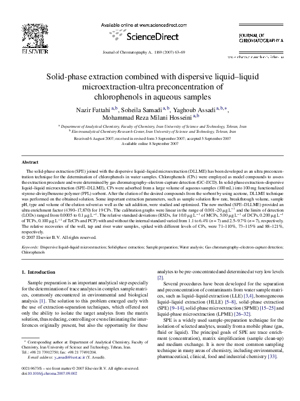 (PDF) Solid-phase extraction combined with dispersive liquid–liquid microextraction-ultra ...