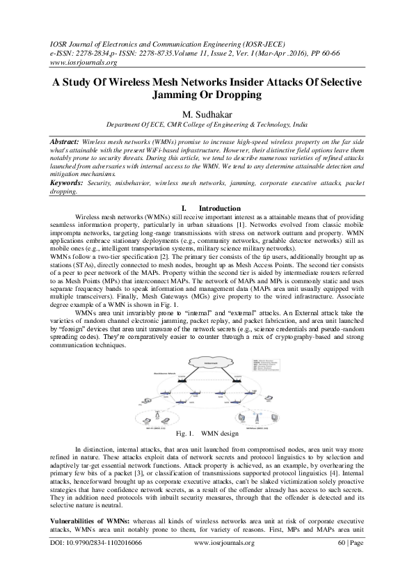 (PDF) A Study Of Wireless Mesh Networks Insider Attacks Of Selective ... (PDF) A Study Of Wireless Mesh Networks Insider Attacks Of Selective ...