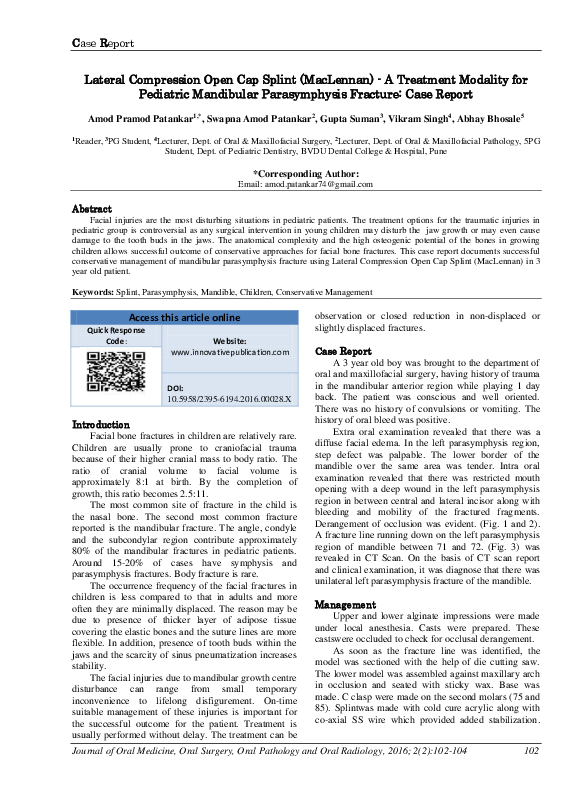 (PDF) Lateral Compression Open Cap Splint (MacLennan) -A Treatment ...