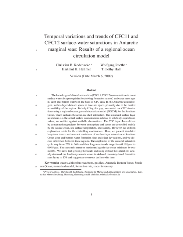 (PDF) Temporal variations and trends of CFC11 and CFC12 surface-water ...