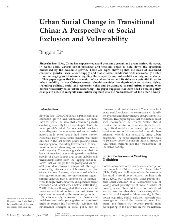 (PDF) Urban Social Change in Transitional China: A Perspective of ...