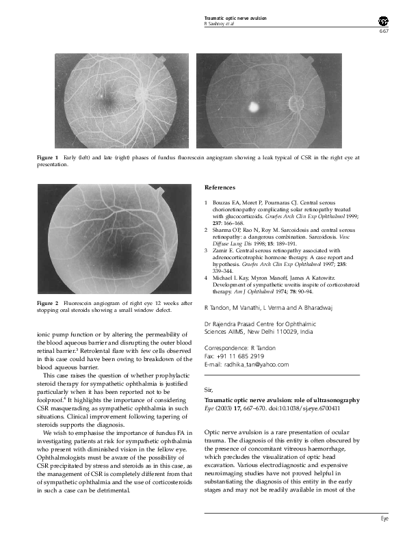 (PDF) Traumatic optic nerve avulsion: role of ultrasonography