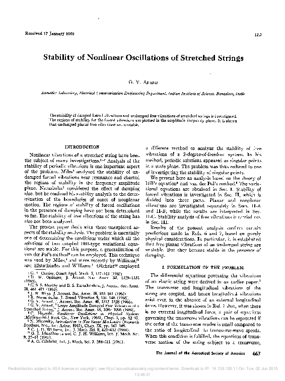 (PDF) Stability of Nonlinear Oscillations of Stretched Strings