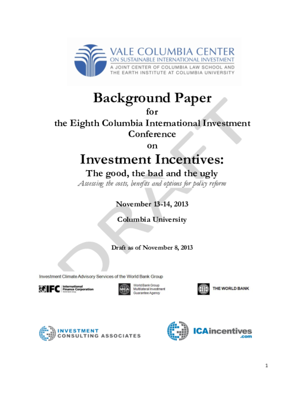 (PDF) Background Paper on Investment Incentives: The good, the bad and ...