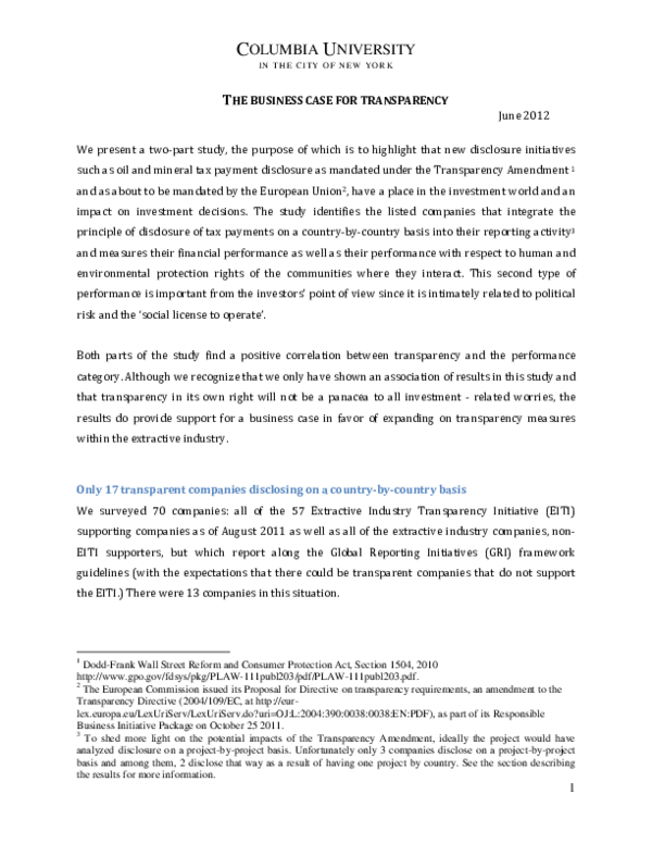 (PDF) The Business Case For Transparency