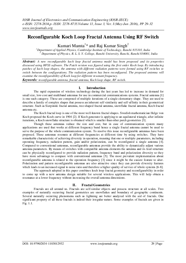 (PDF) Reconfigurable Koch Loop Fractal Antenna Using RF Switch