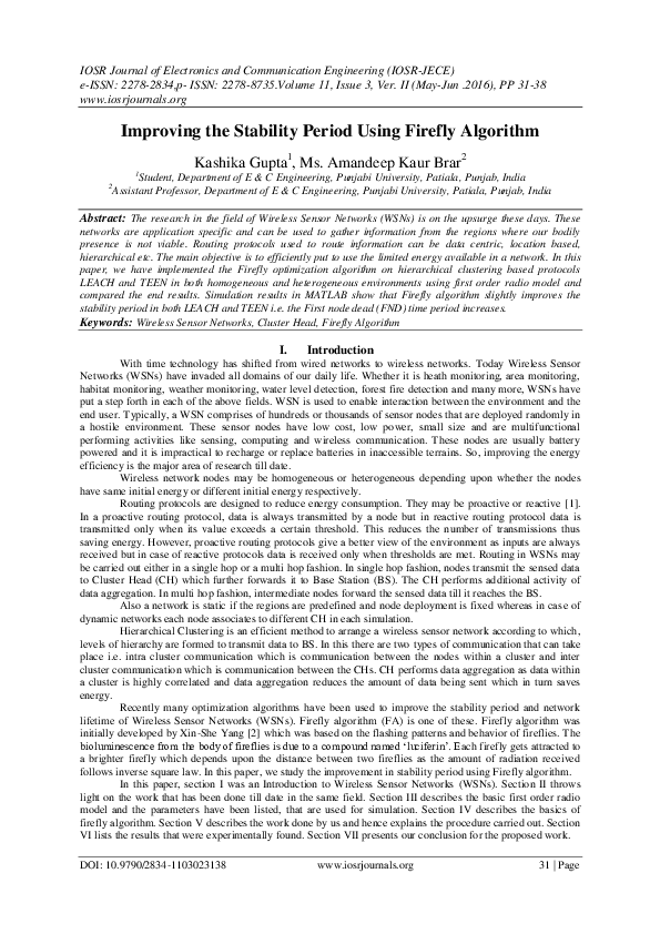 (PDF) Improving the Stability Period Using Firefly Algorithm