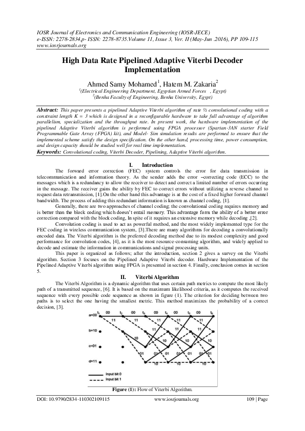 (PDF) High Data Rate Pipelined Adaptive Viterbi Decoder Implementation