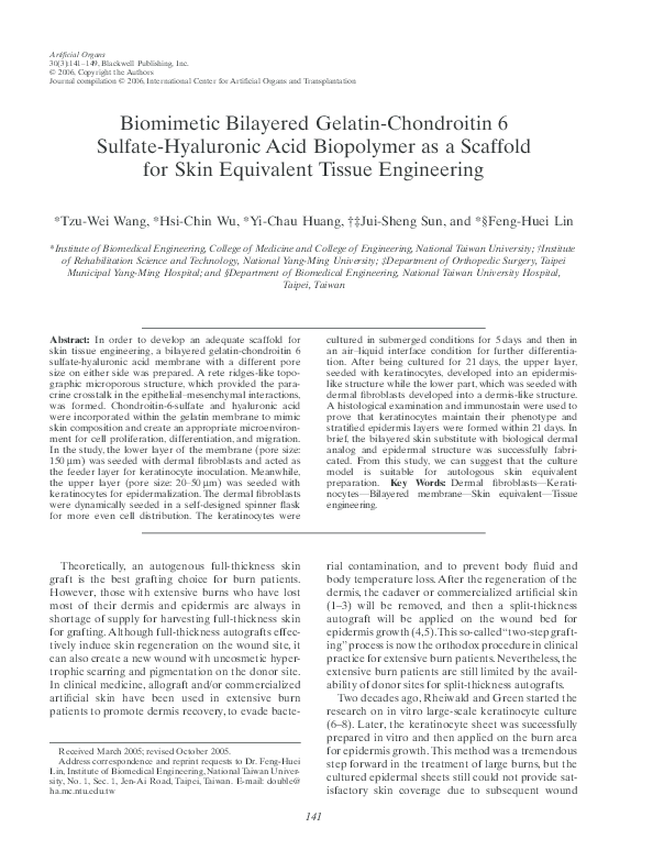 (PDF) Biomimetic Bilayered Gelatin-Chondroitin 6 Sulfate-Hyaluronic Acid Biopolymer as a ...