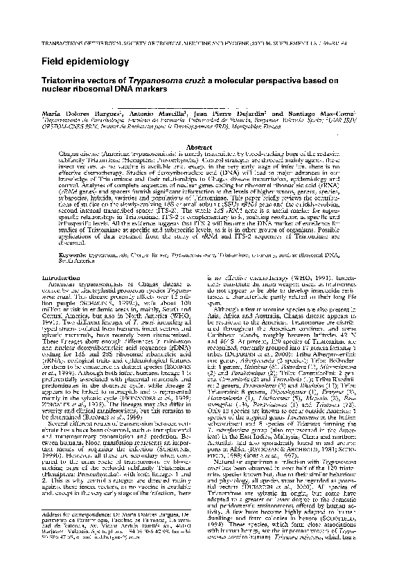 (PDF) Triatomine vectors of Trypanosoma cruzi: a molecular perspective ...