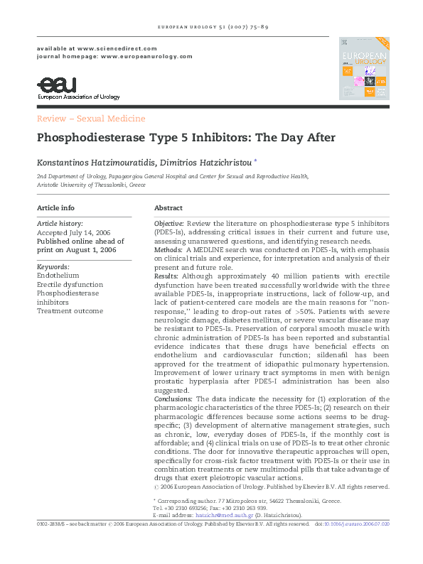 (PDF) Phosphodiesterase type 5 inhibitors : The day after. Commentary
