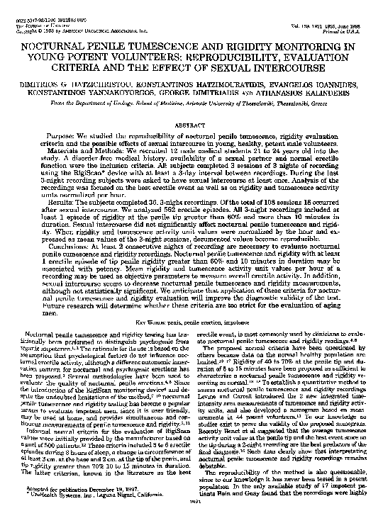 (PDF) Nocturnal Penile Tumescence and Rigidity Monitoring in Young ...