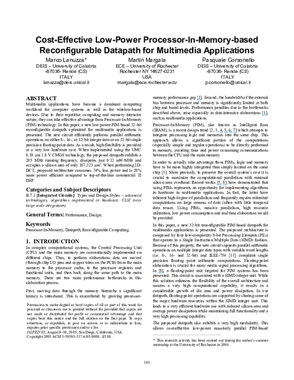 (PDF) Cost-effective low-power processor-in-memory-based reconfigurable datapath for multimedia ...