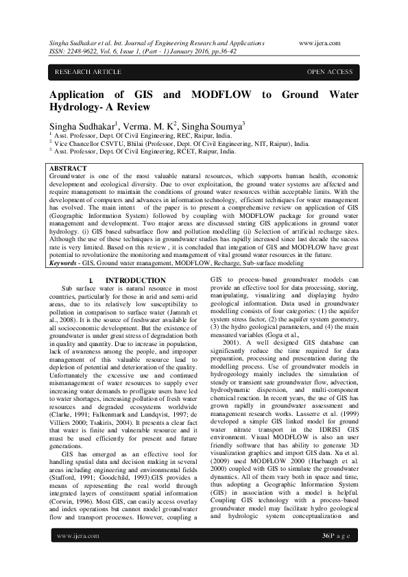 Pdf Application Of Gis And Modflow To Ground Water Hydrology A Review