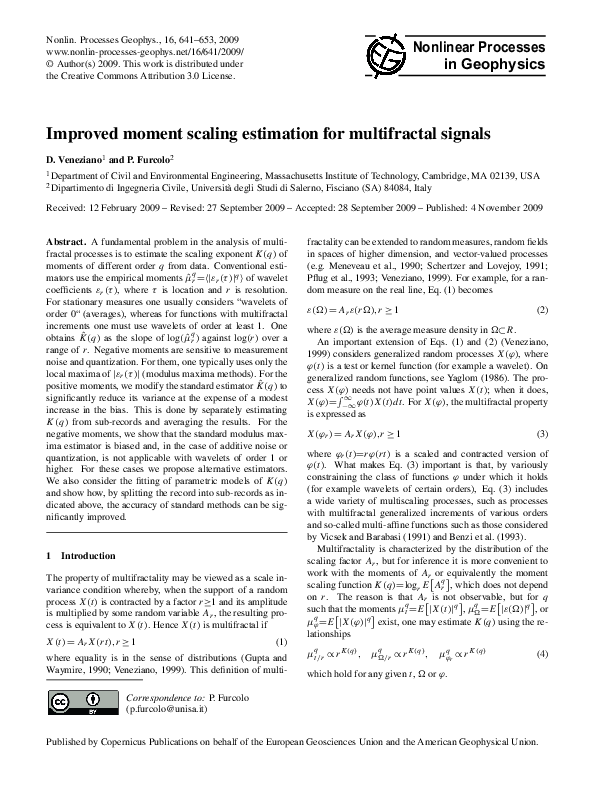 Improved moment scaling estimation for multifractal signals
