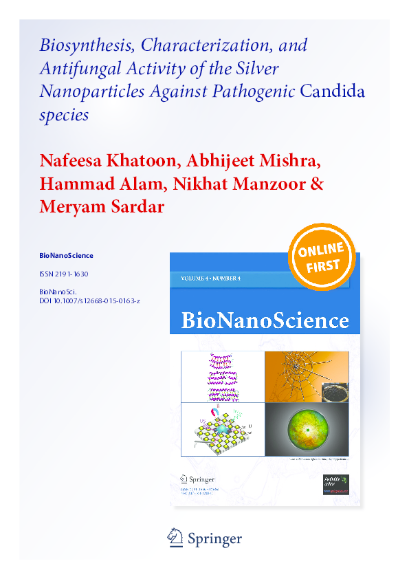(PDF) Biosynthesis, Characterization, and Antifungal Activity of the Silver Nanoparticles ...