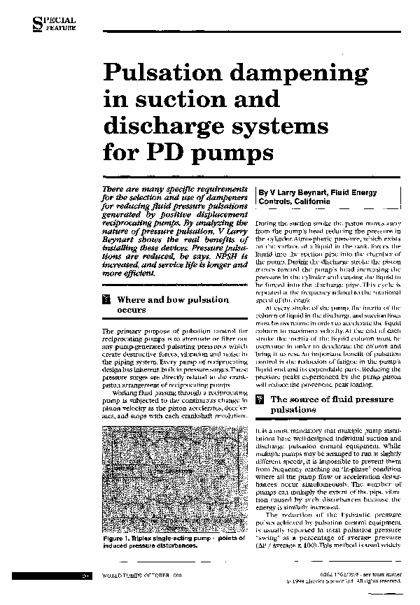 (PDF) Pulsation dampening in suction and discharge systems for PD pumps