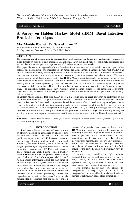 (PDF) A Survey on Hidden Markov Model (HMM) Based Intention Prediction Techniques