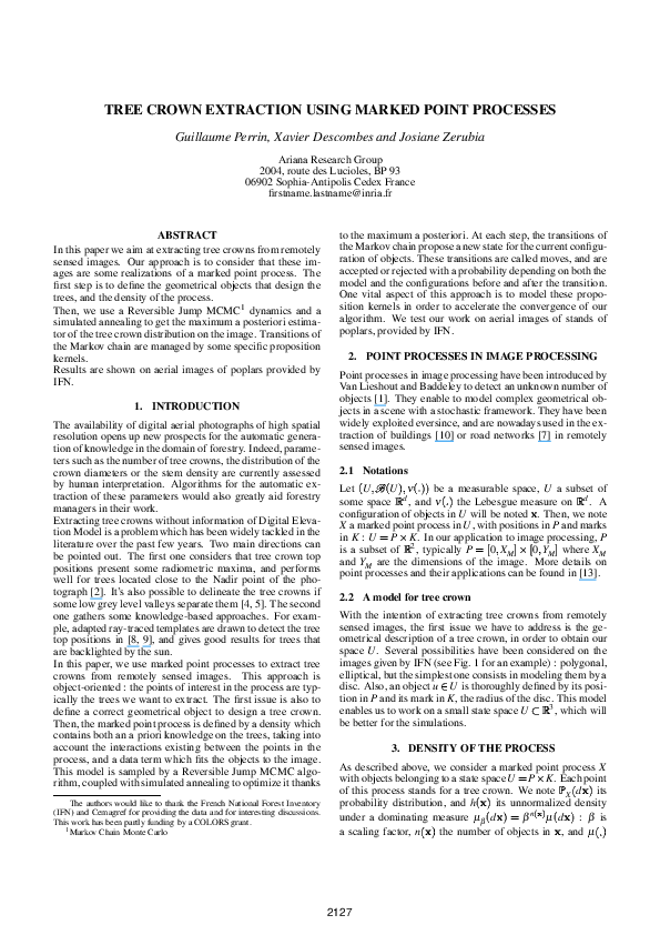 (PDF) Tree crown extraction using marked point processes