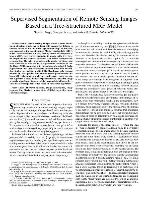 (PDF) Supervised segmentation of remote sensing images based on a tree-structured MRF model