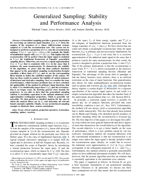 Generalized sampling: stability and performance analysis