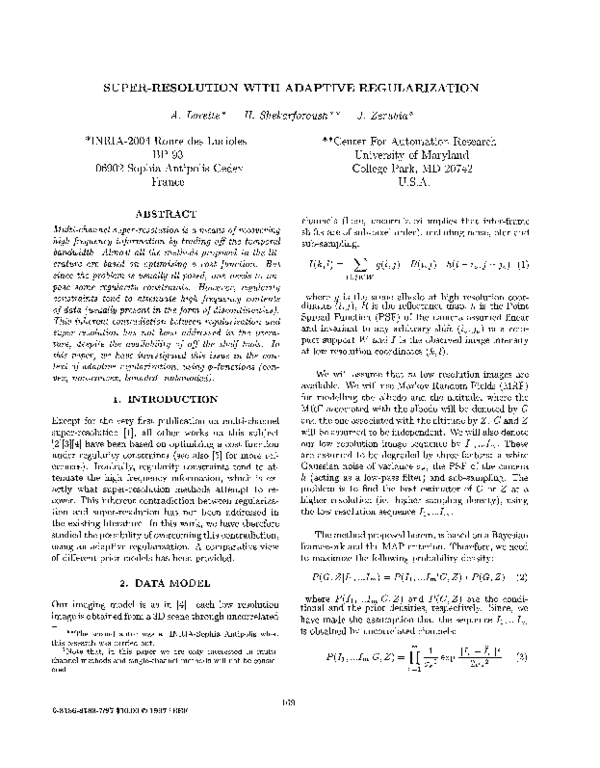 (PDF) Super-resolution with adaptive regularization